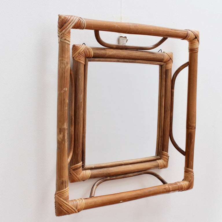 Midcentury French Indochine-Style Bamboo and Rattan Wall Mirror, circa ...