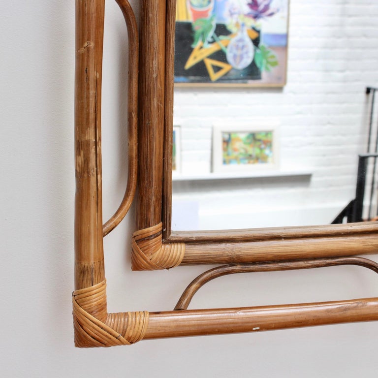 Midcentury French Indochine-Style Bamboo and Rattan Wall Mirror, circa ...