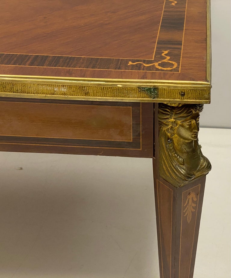 Midcentury French Inlaid and Bronze Mount Coffee Table For Sale at 1stDibs