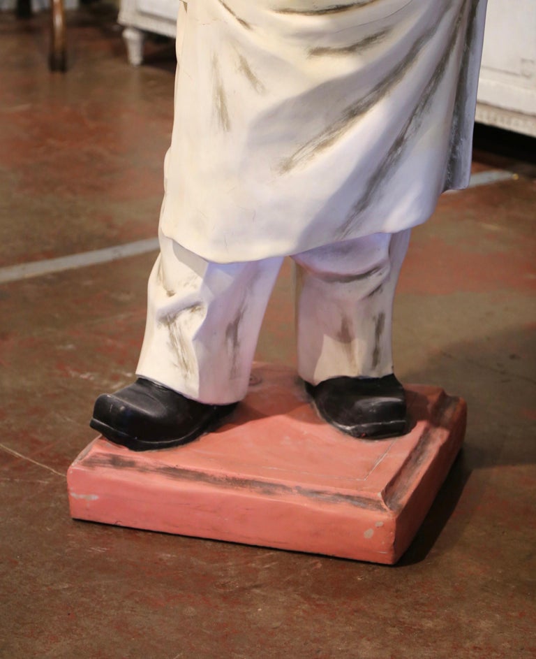 Mid-Century French Life Size Fiberglass Chef Baker Statue Holding Cake ...