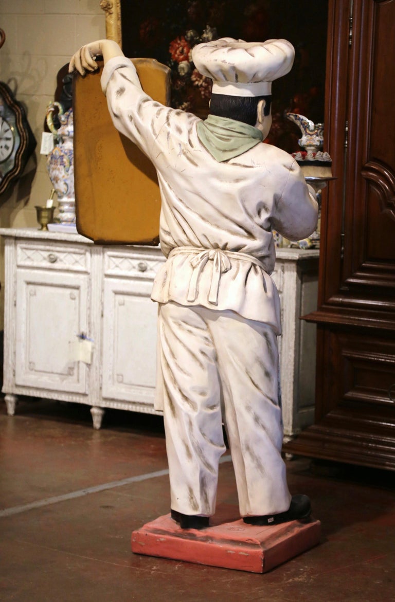 Mid-Century French Life Size Fiberglass Chef Baker Statue Holding Cake ...