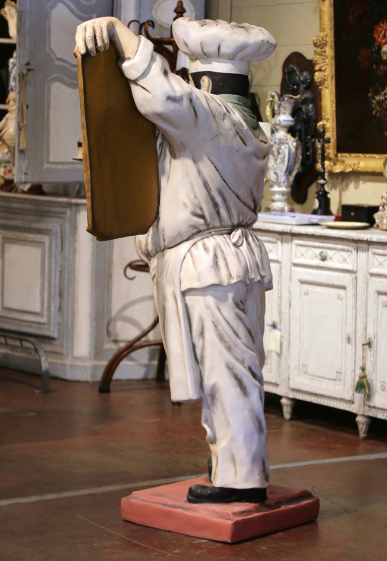 Mid-Century French Life Size Fiberglass Chef Baker Statue Holding Cake ...
