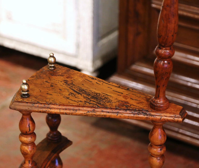 Mid-Century French Louis XIII Carved Walnut and Brass Spiral Library ...
