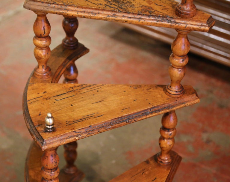 Mid-Century French Louis XIII Carved Walnut and Brass Spiral Library ...