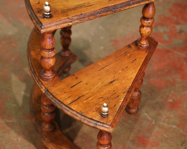 Mid-Century French Louis XIII Carved Walnut and Brass Spiral Library ...