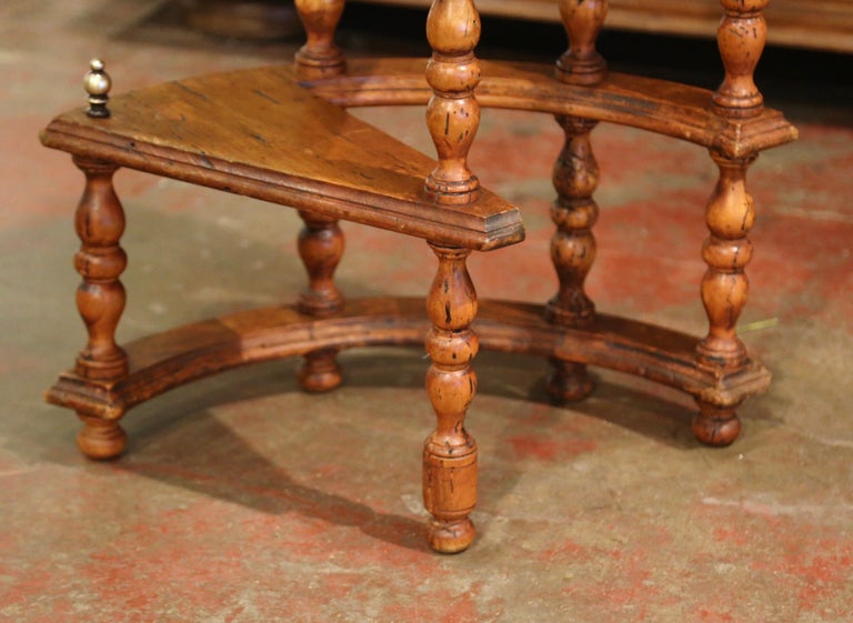 Mid-Century French Louis XIII Carved Walnut and Brass Spiral Library ...