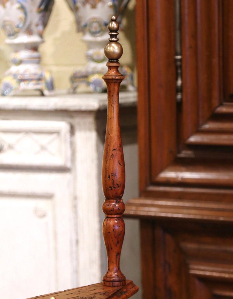 Mid-Century French Louis XIII Carved Walnut and Brass Spiral Library ...