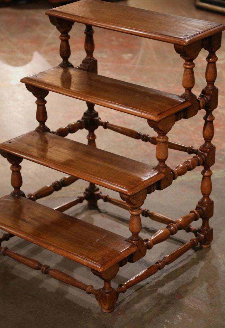 Mid-Century French Louis XIII Carved Walnut Four-Stair Library Step ...