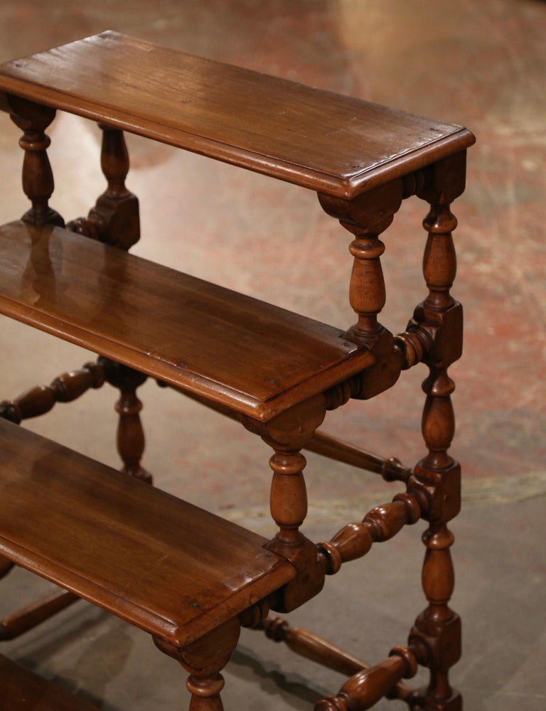 Mid-Century French Louis XIII Carved Walnut Four-Stair Library Step ...