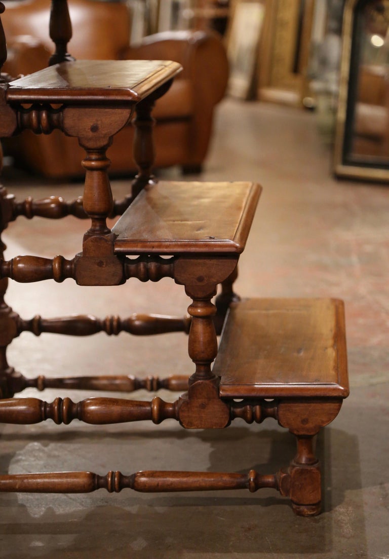 Mid-Century French Louis XIII Carved Walnut Four-Stair Library Step ...