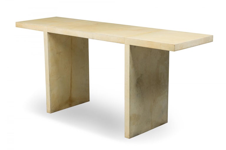 Midcentury French Modern Parchment Console Table For Sale at 1stDibs