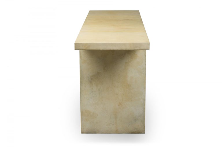 Midcentury French Modern Parchment Console Table For Sale at 1stDibs