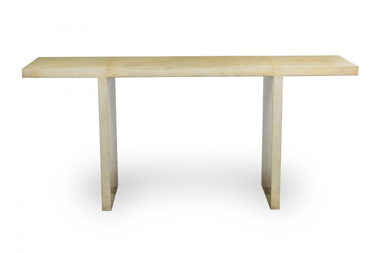 Midcentury French Modern Parchment Console Table For Sale at 1stDibs