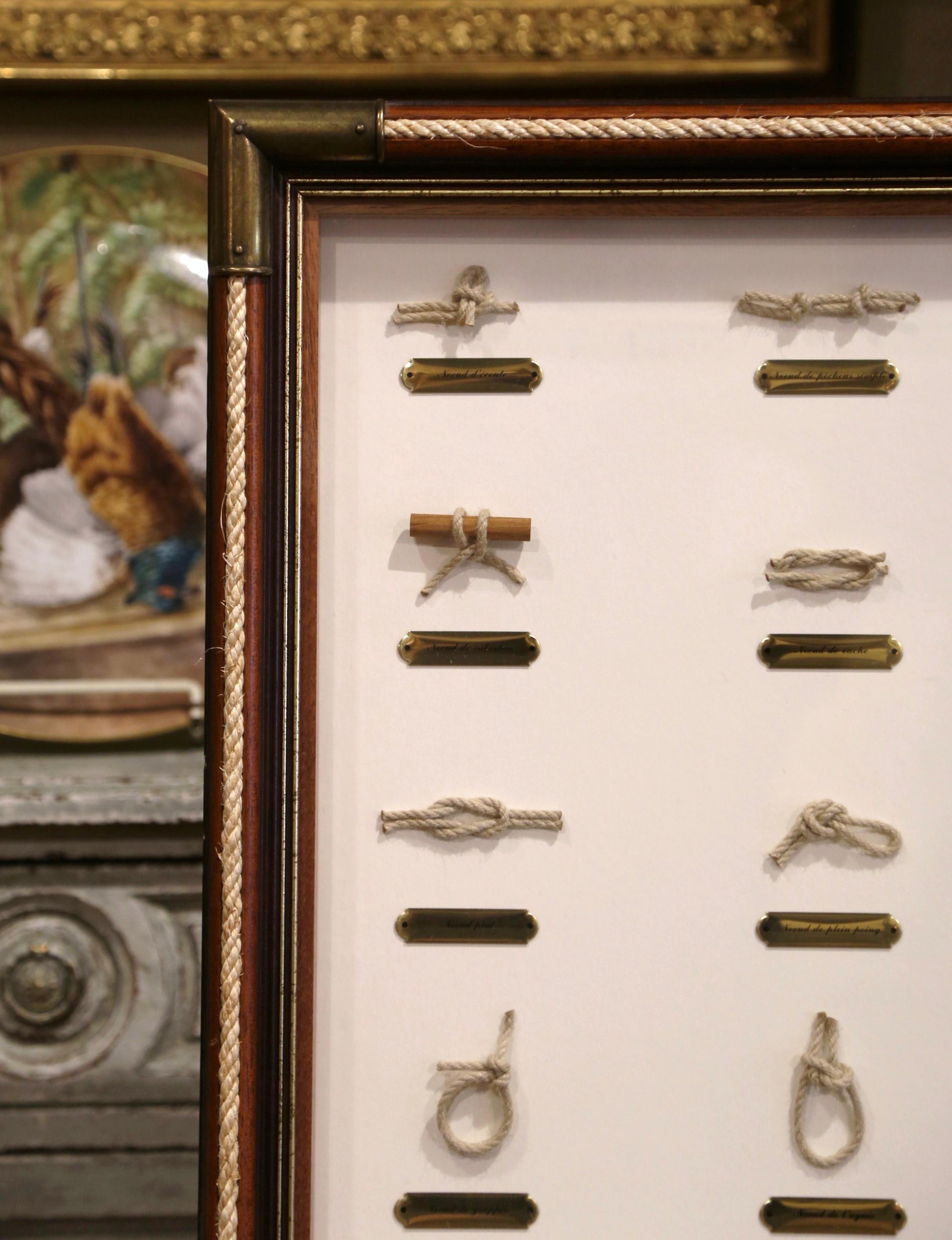 Mid-Century French Nautical Rope Knots with Names and Green Boat in ...