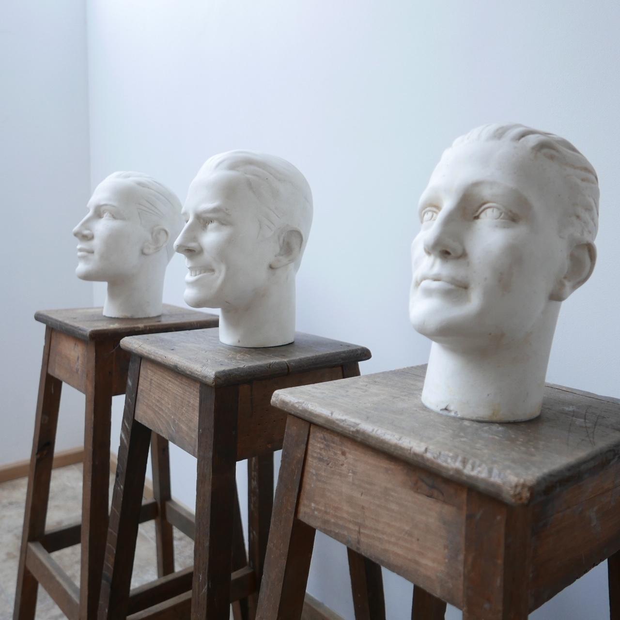 Midcentury French Plaster Mannequin Mould Heads at 1stDibs | plaster heads