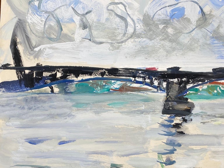 Mid-Century French Post-Impressionist Painting, Bridge Landscape For ...