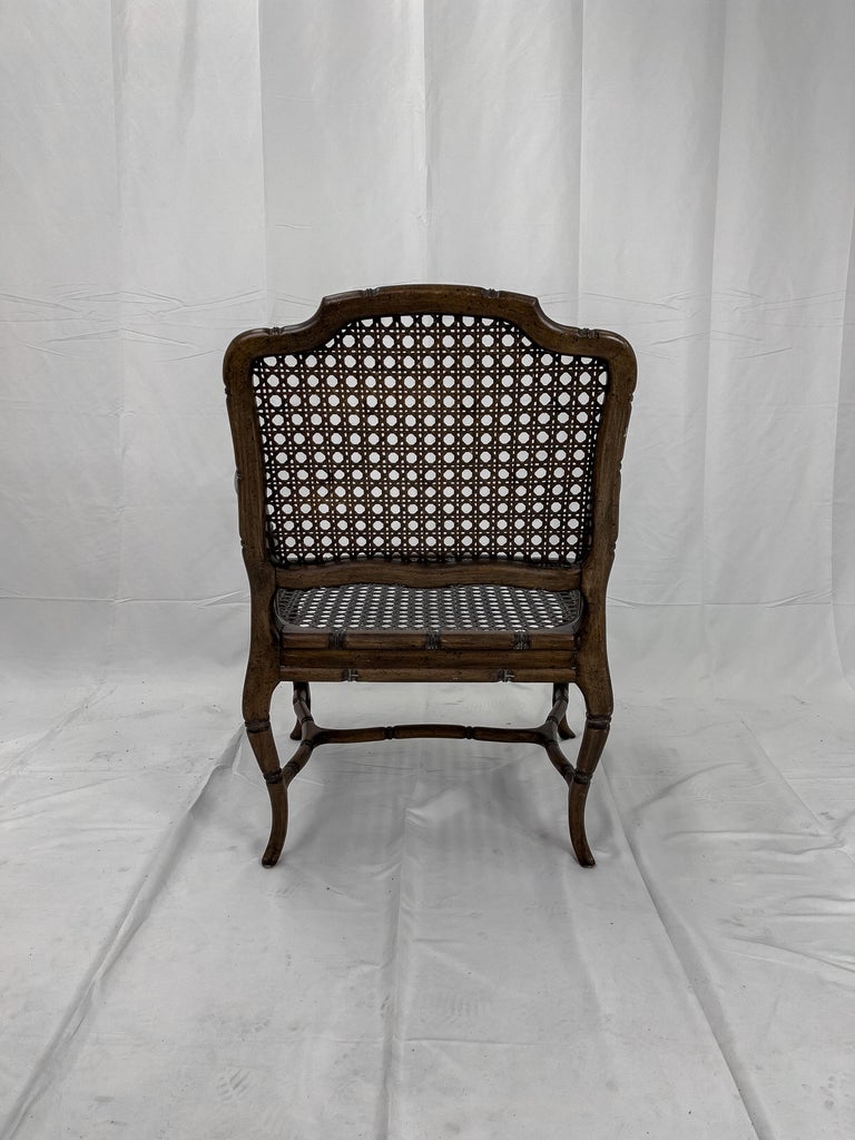 Mid Century French Provincial Country Cane Faux Bamboo Wood Armchairs ...