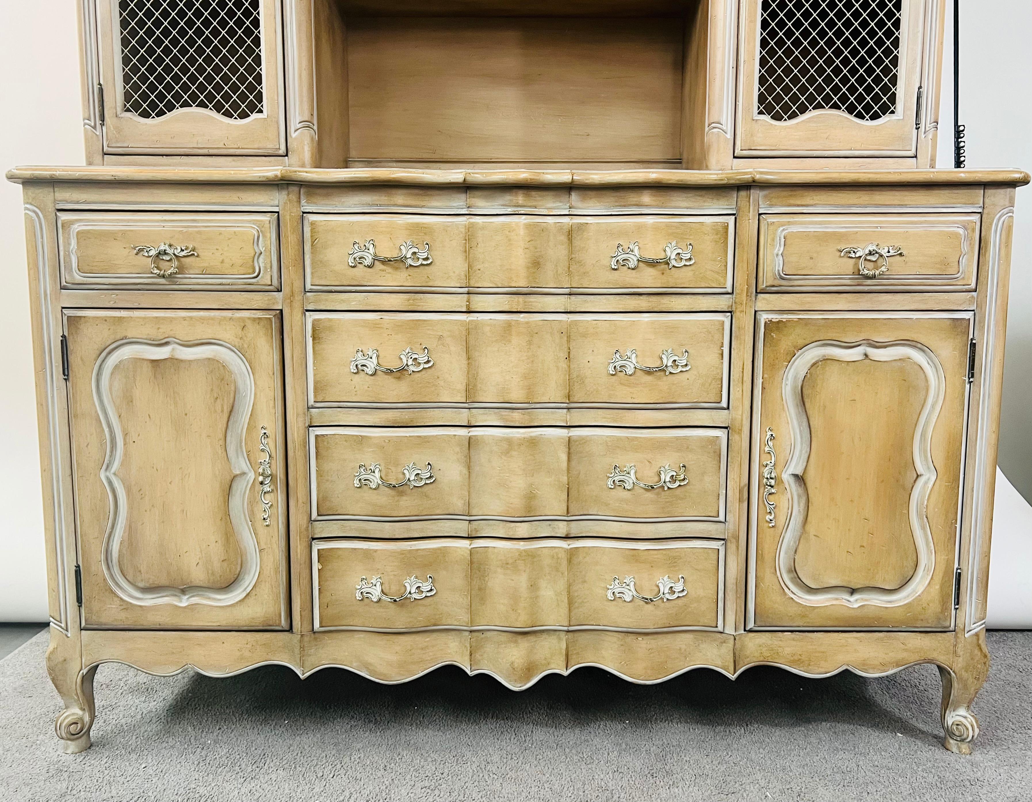 Mid-Century French Provincial Louis XV Style Breakfront Cabinet at ...