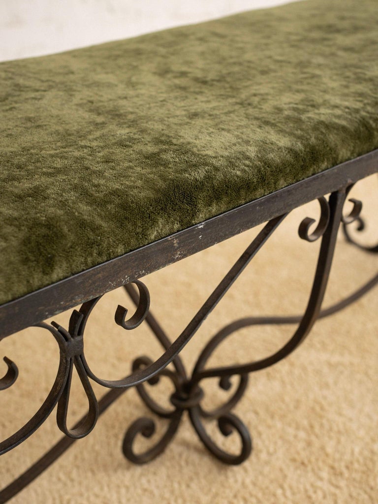 Mid Century French Provincial Style Wrought Iron Bench For Sale at 1stDibs