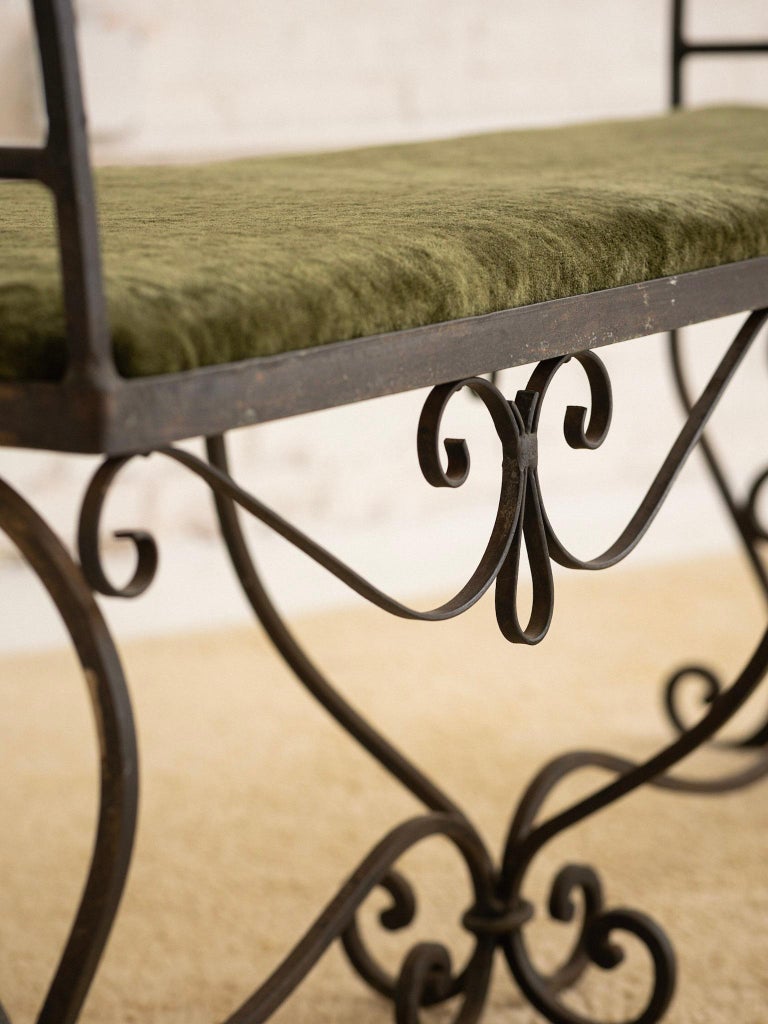 Mid Century French Provincial Style Wrought Iron Bench For Sale at 1stDibs