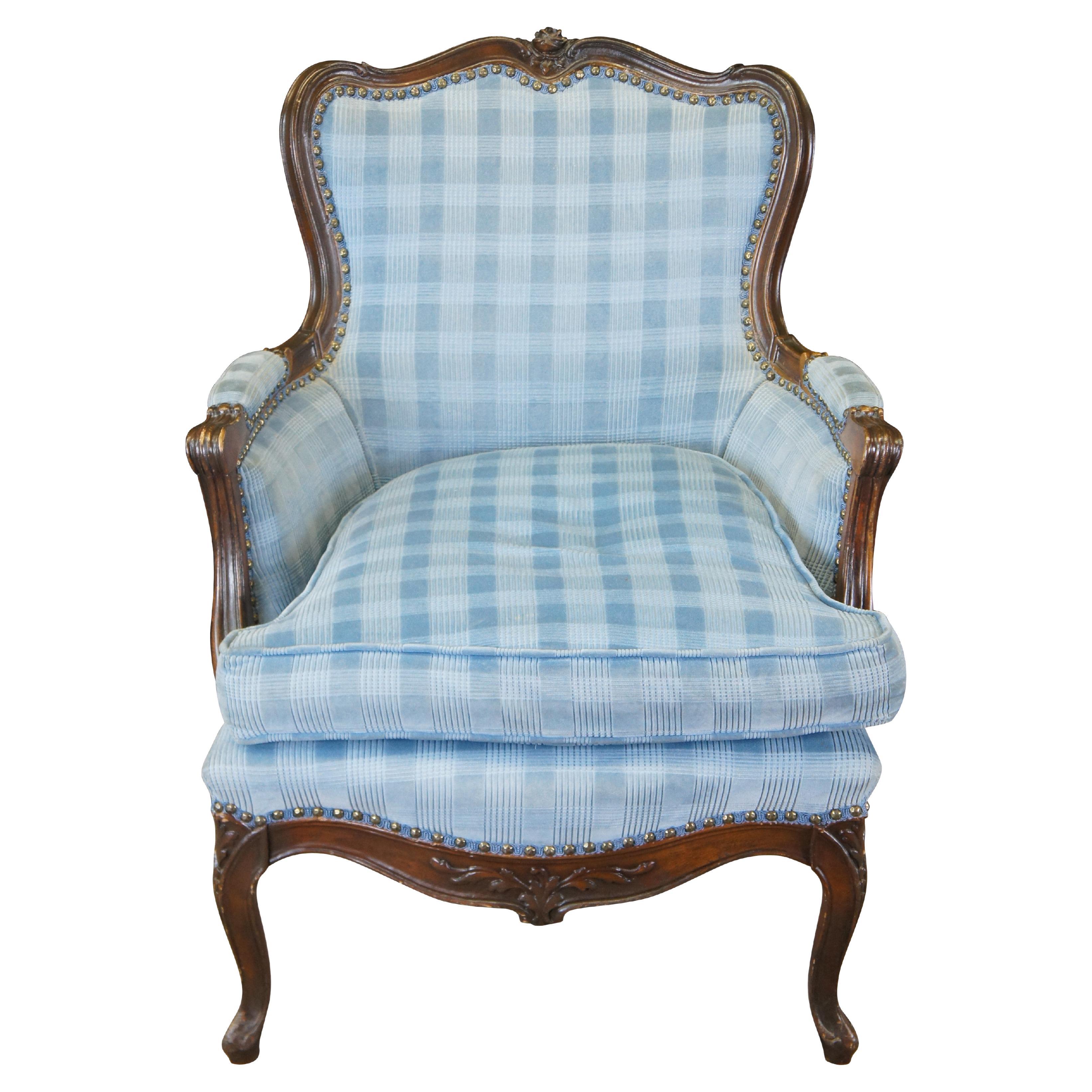 Mid Century French Provincial Walnut Club Lounge Library Fauteuil ...