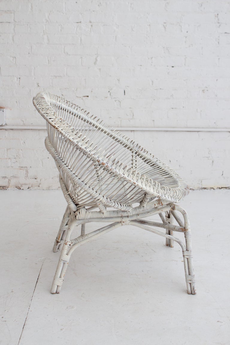 Midcentury French Rattan Chair For Sale at 1stDibs