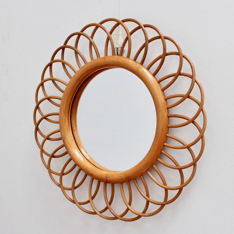 Midcentury French Rattan Flower-Shaped Wall Mirror, circa 1960s at ...