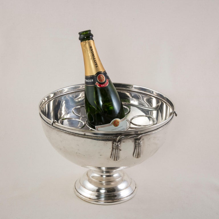Midcentury French Silver Plate Hotel Champagne Bucket for Bottle and ...