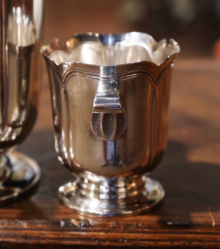 Mid-Century French Silver Plated Champagne Cooler with Matching Ice ...