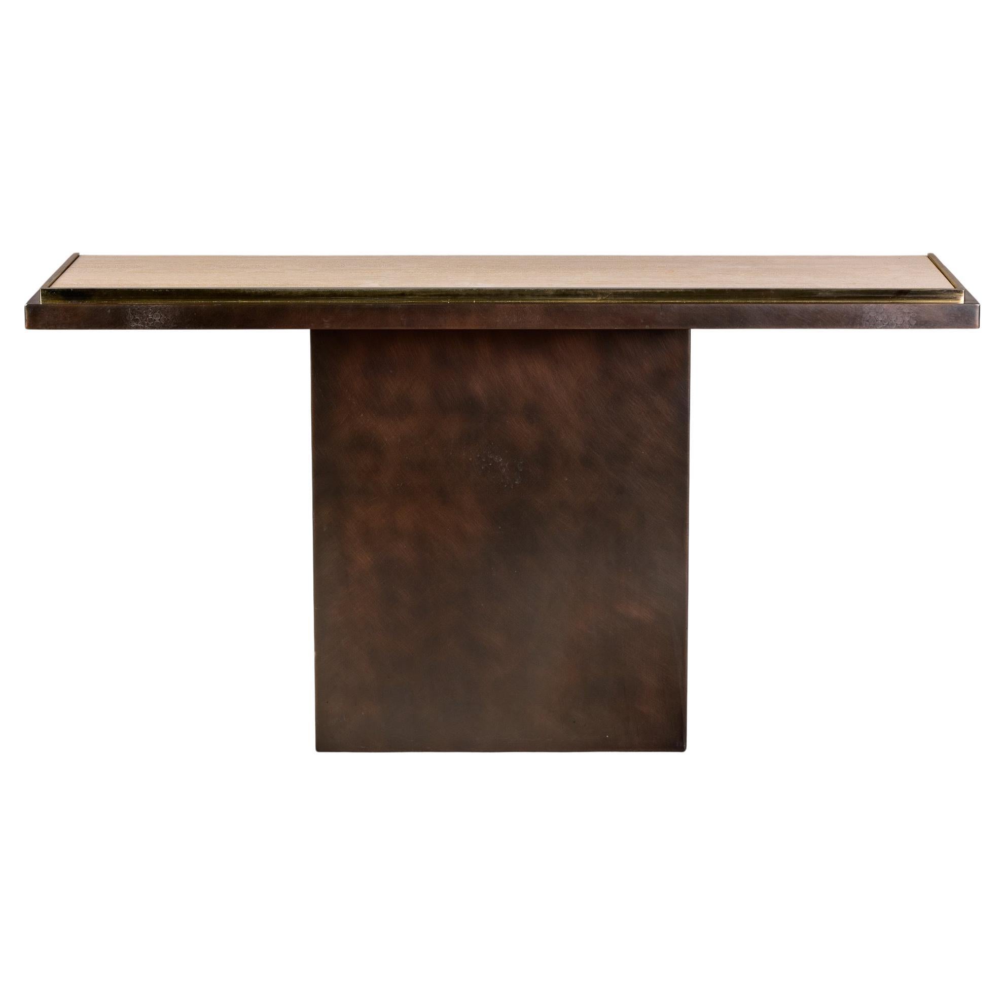 Generously Scaled Mid-Century Console Table with Capiz Shell Top at 1stDibs