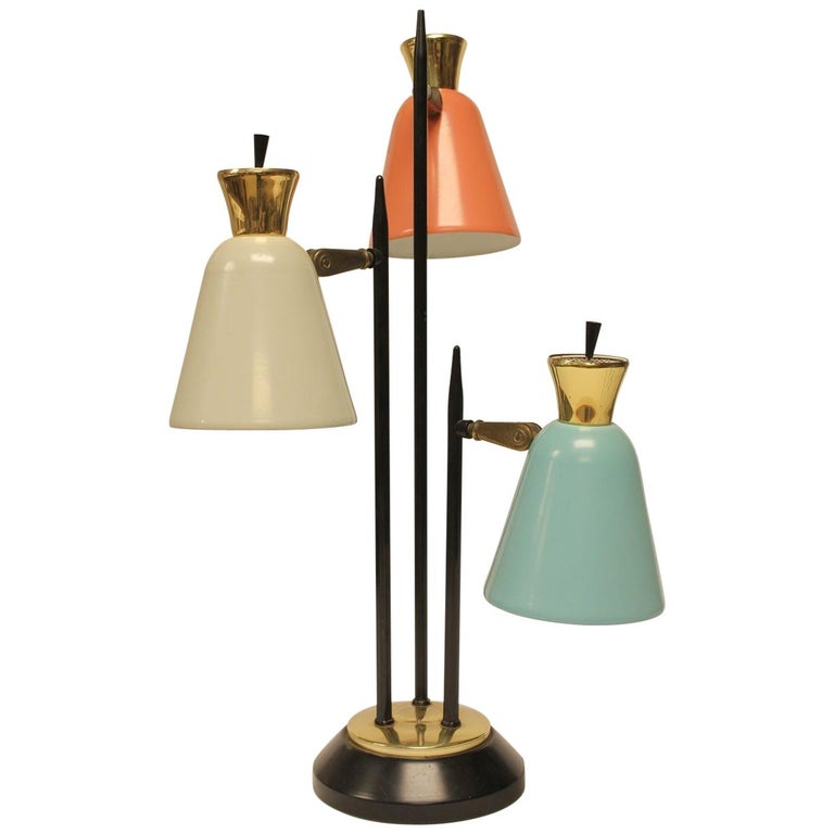 Midcentury French Tri-Color Desk Lamp For Sale at 1stDibs