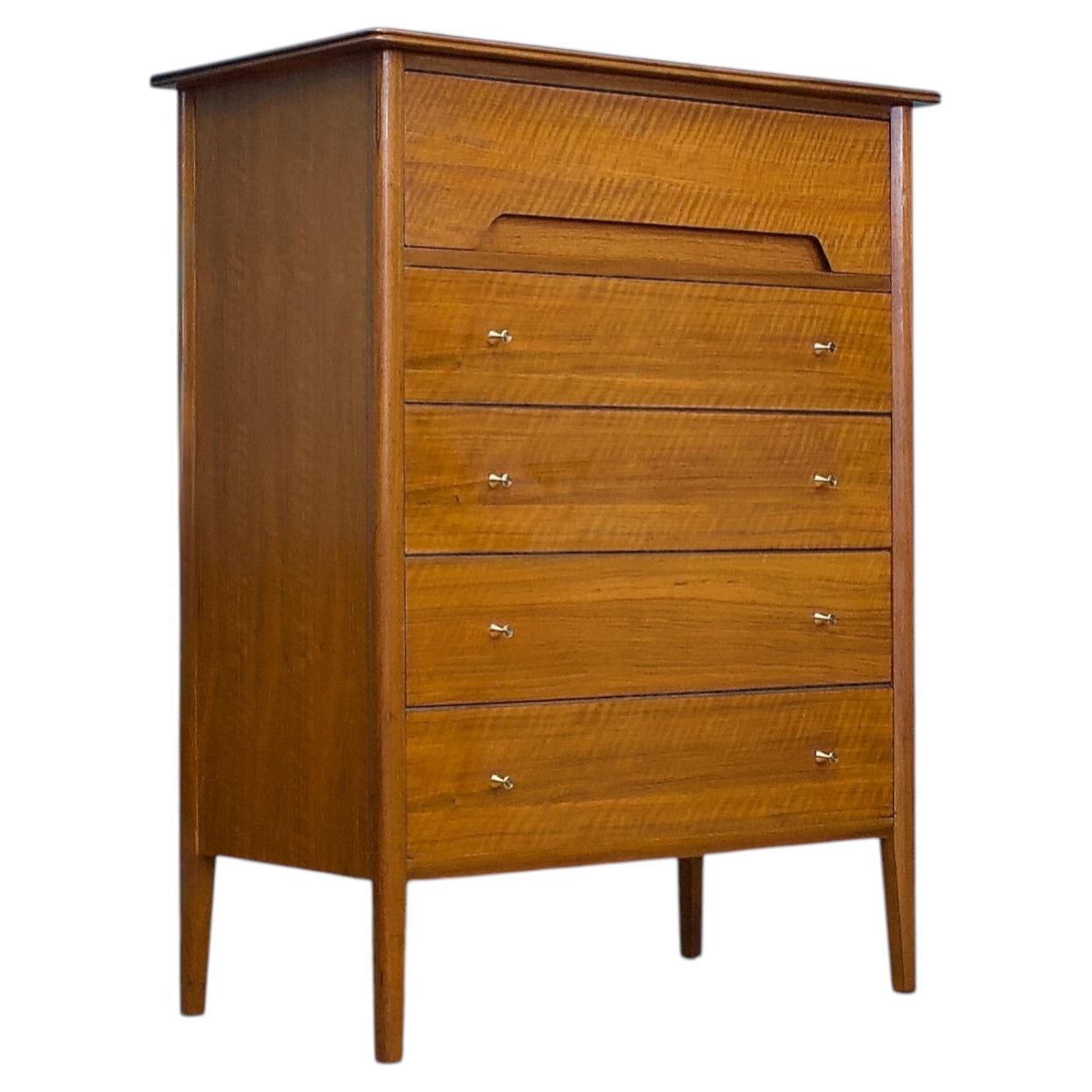walnut and Brass Chest of Drawers, circa 1960 For Sale at 1stDibs