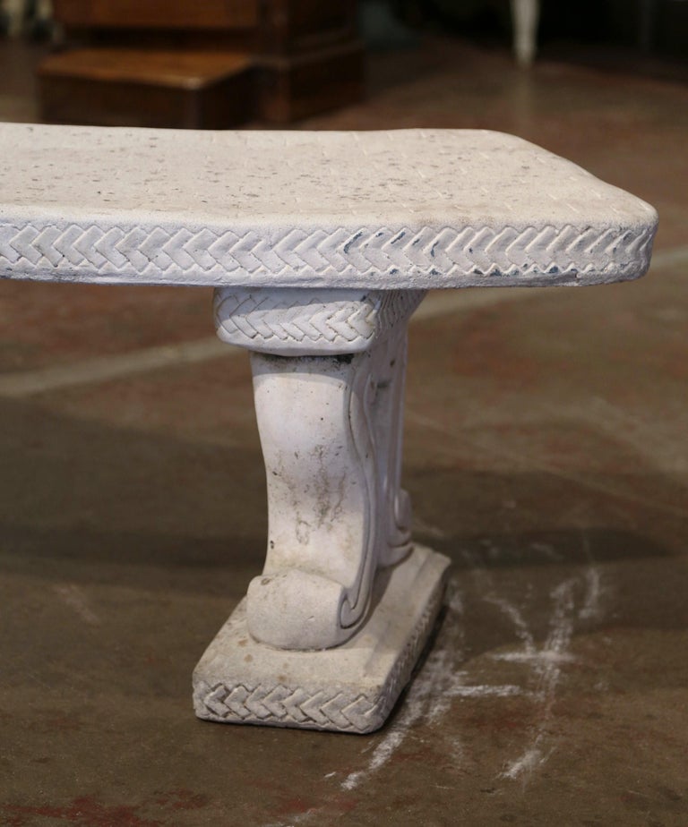 Mid-Century French Weathered Curved Cast Stone Scrolled Pedestal Garden ...