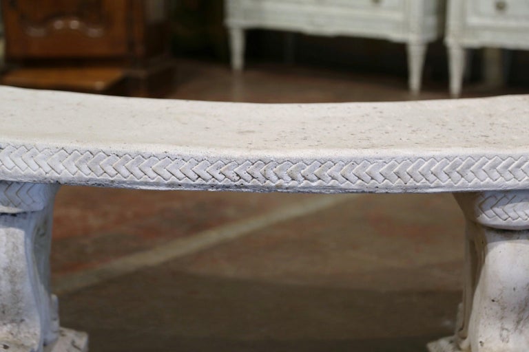 Mid-Century French Weathered Curved Cast Stone Scrolled Pedestal Garden ...