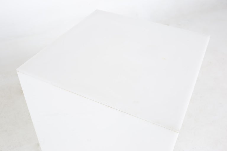 Mid Century Frosted Acrylic Cube Side End Table For Sale at 1stDibs