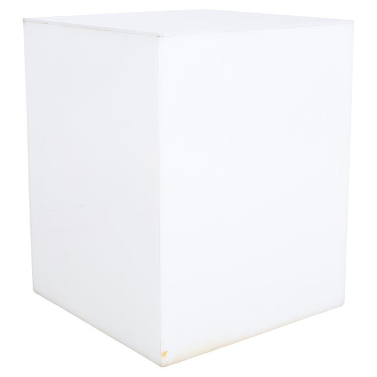 Mid Century Frosted Acrylic Cube Side End Table For Sale at 1stDibs
