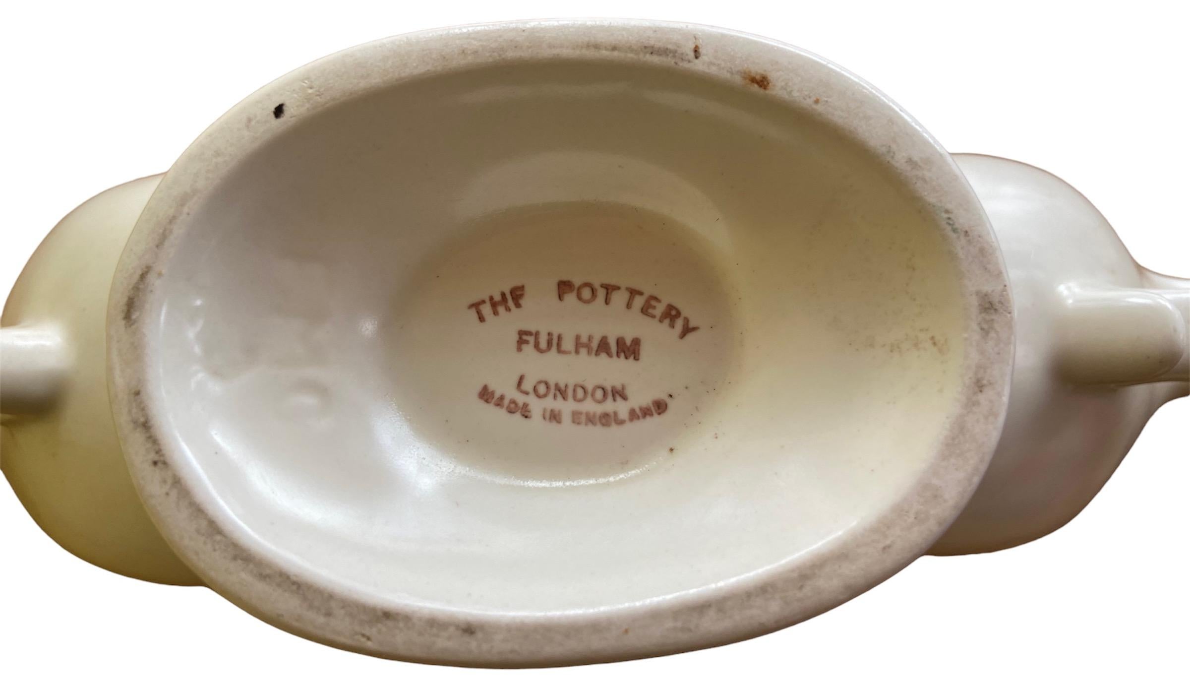 Mid century Fulham Pottery ivory white glazed flower arranging mantle ...