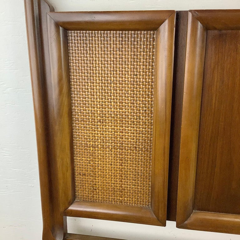 Mid-Century Full Size Headboard with Cane Front Detail For Sale at 1stDibs