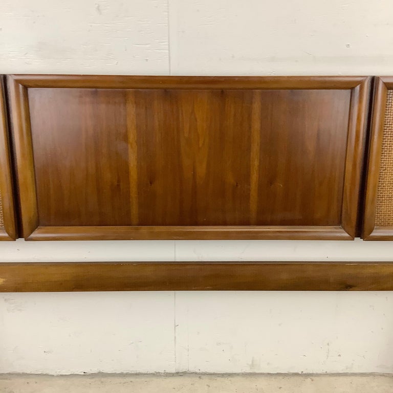 Mid-Century Full Size Headboard with Cane Front Detail For Sale at 1stDibs