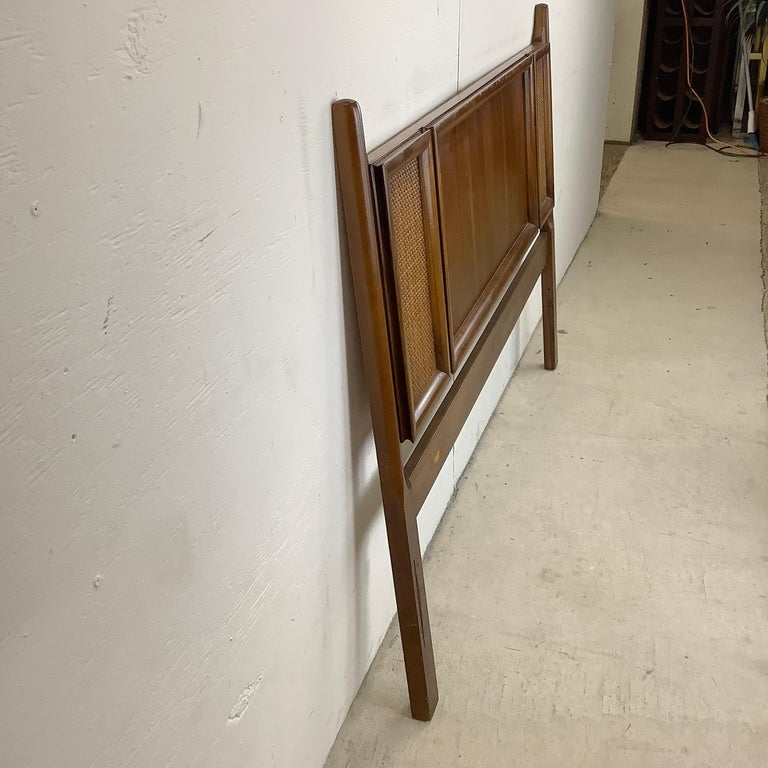 Mid-Century Full Size Headboard with Cane Front Detail For Sale at 1stDibs
