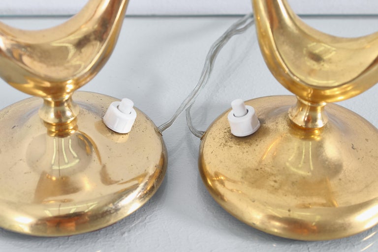Mid-Century G. Ulrich Set of 2 Golden Brass Table Lamp, 1940s, Italy ...