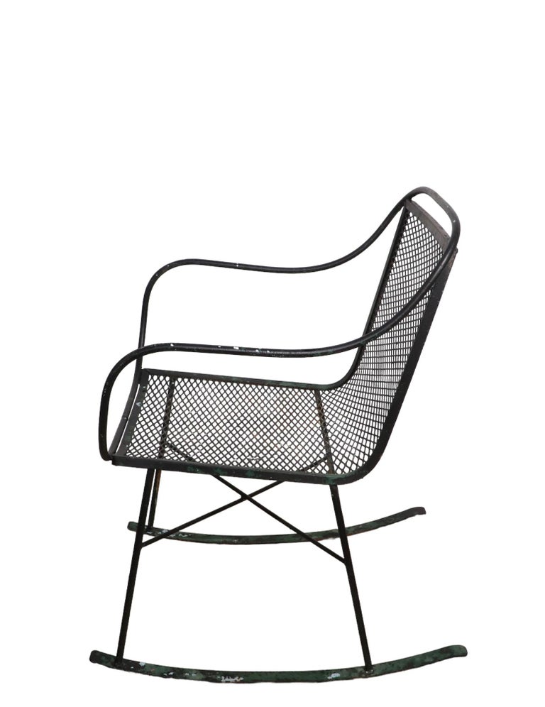 Mid Century Garden Patio Wrought Iron Rocking Chair Att. to Salterini ...