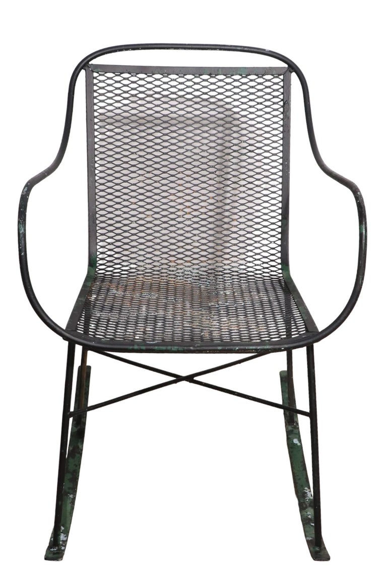 Mid Century Garden Patio Wrought Iron Rocking Chair Att. to Salterini ...
