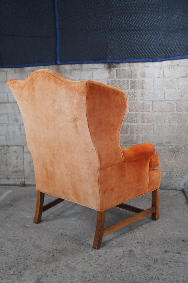 Mid Century General Interiors Corp Orange Velvet Library Wingback Arm ...