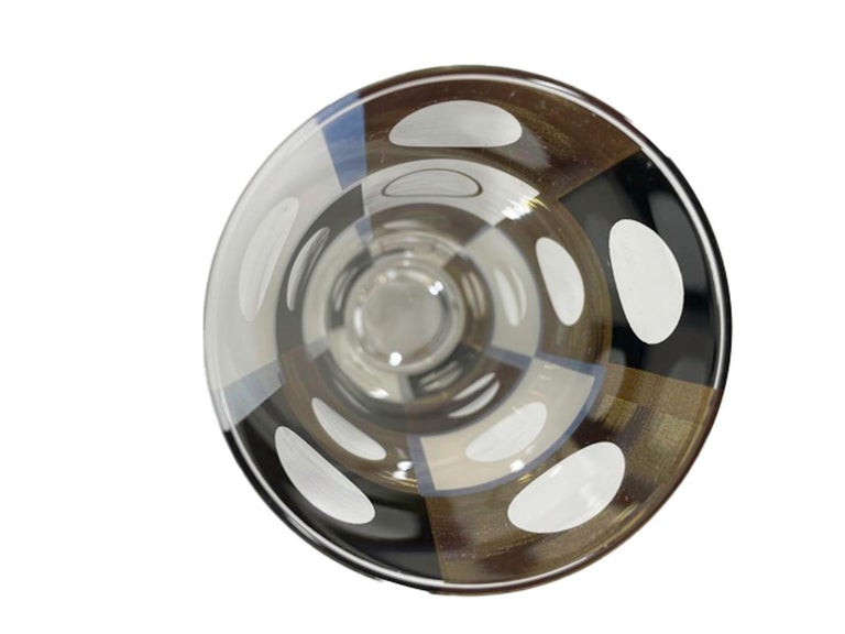 Mid-Century Geometric Tom Collins Glasses in Black and White Enamel ...