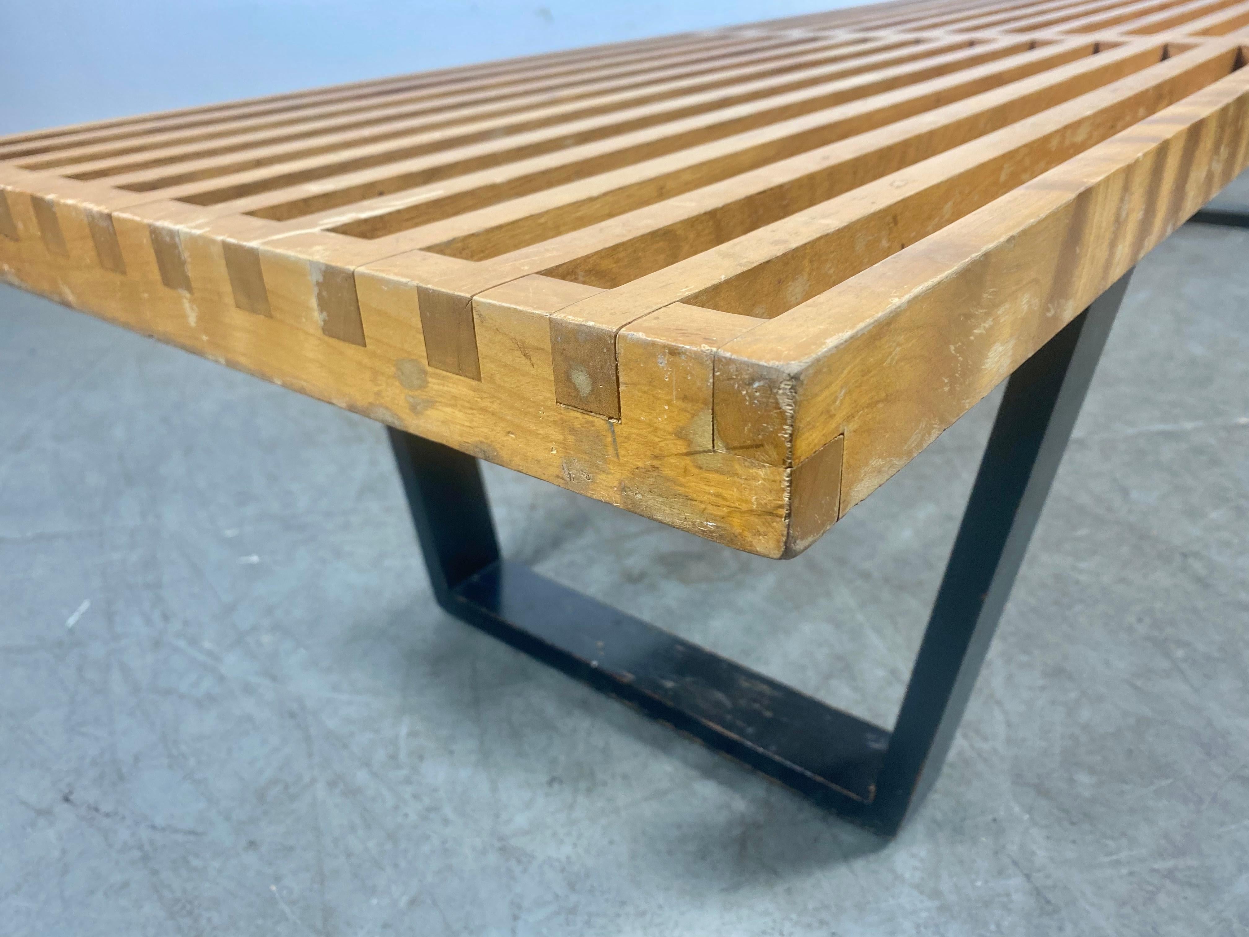 Mid Century George Nelson for Herman Miller Slatted Bench Maple Blonde ...