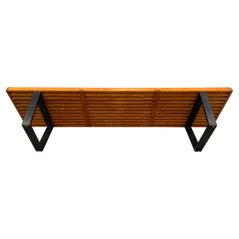 Mid Century George Nelson for Herman Miller Slatted Bench Maple Blonde ...