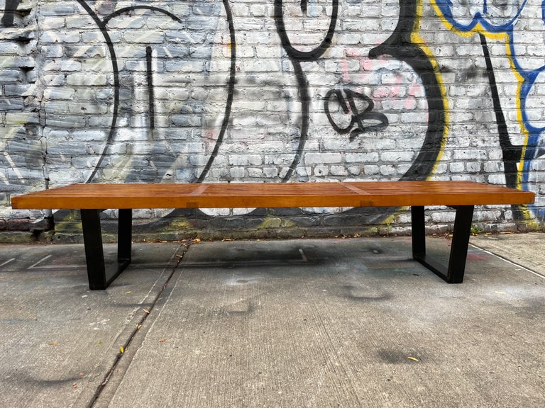 Mid Century George Nelson for Herman Miller Slatted Bench Maple Blonde ...