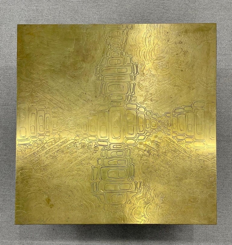 Mid-Century Georges Mathias Coffee Table, Signed, Etched Brass, Belgium ...