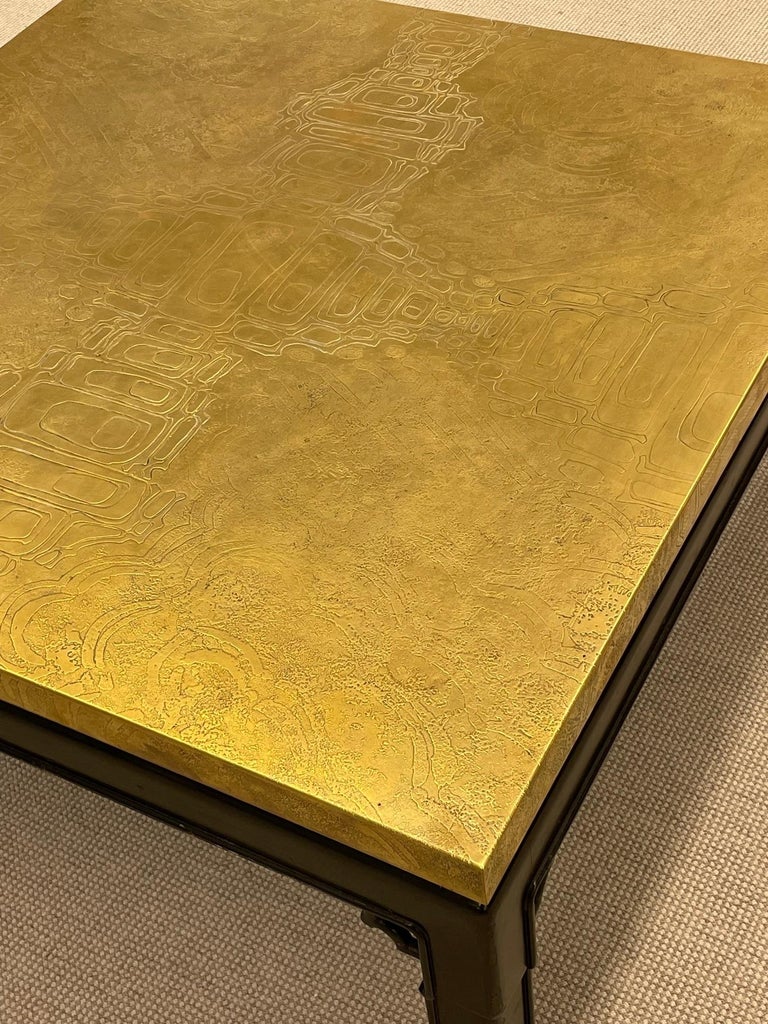 Mid-Century Georges Mathias Coffee Table, Signed, Etched Brass, Belgium ...